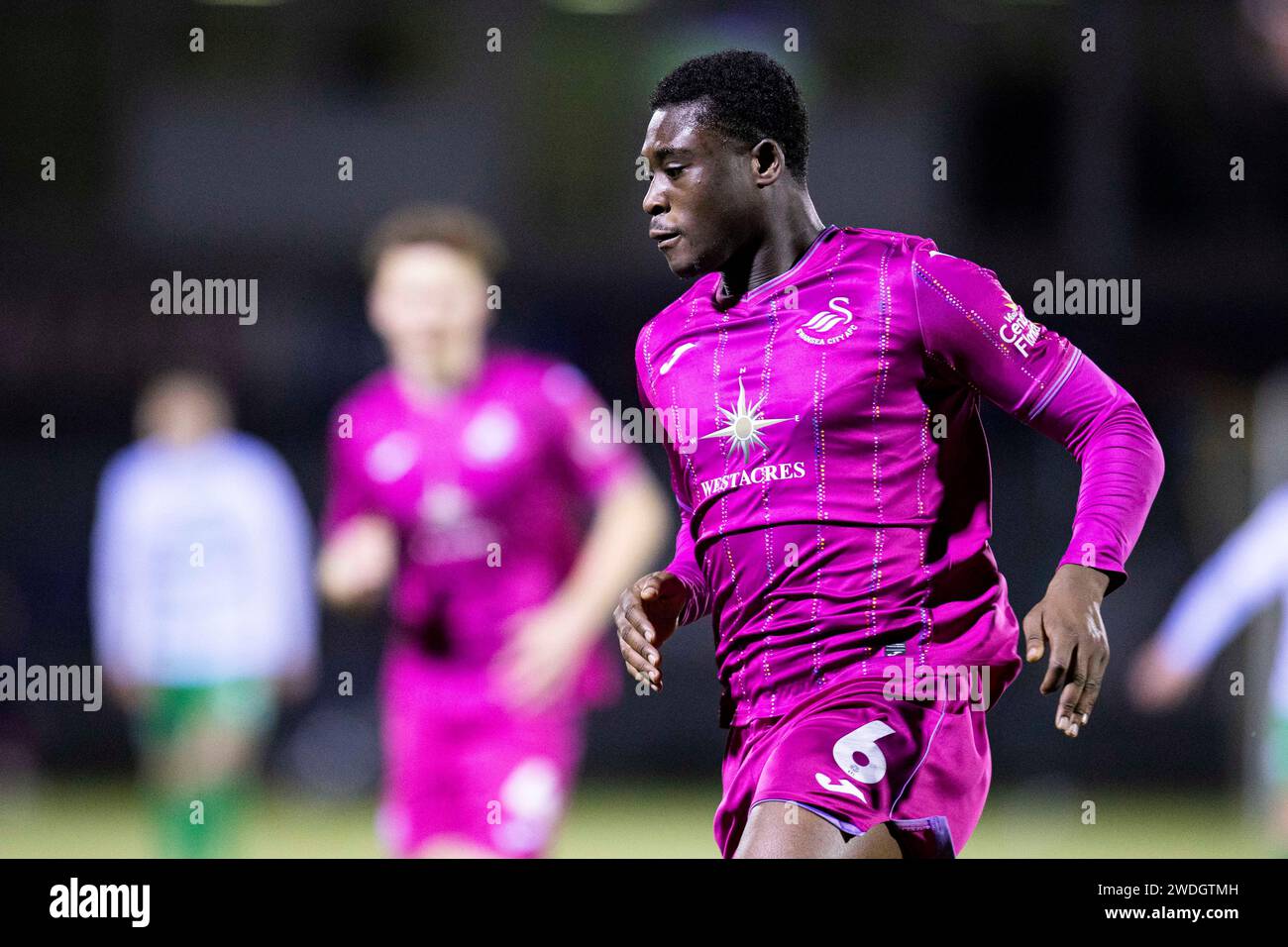 Barry, UK. 20th Jan, 2024. Richard Faakye of Swansea City in action ...