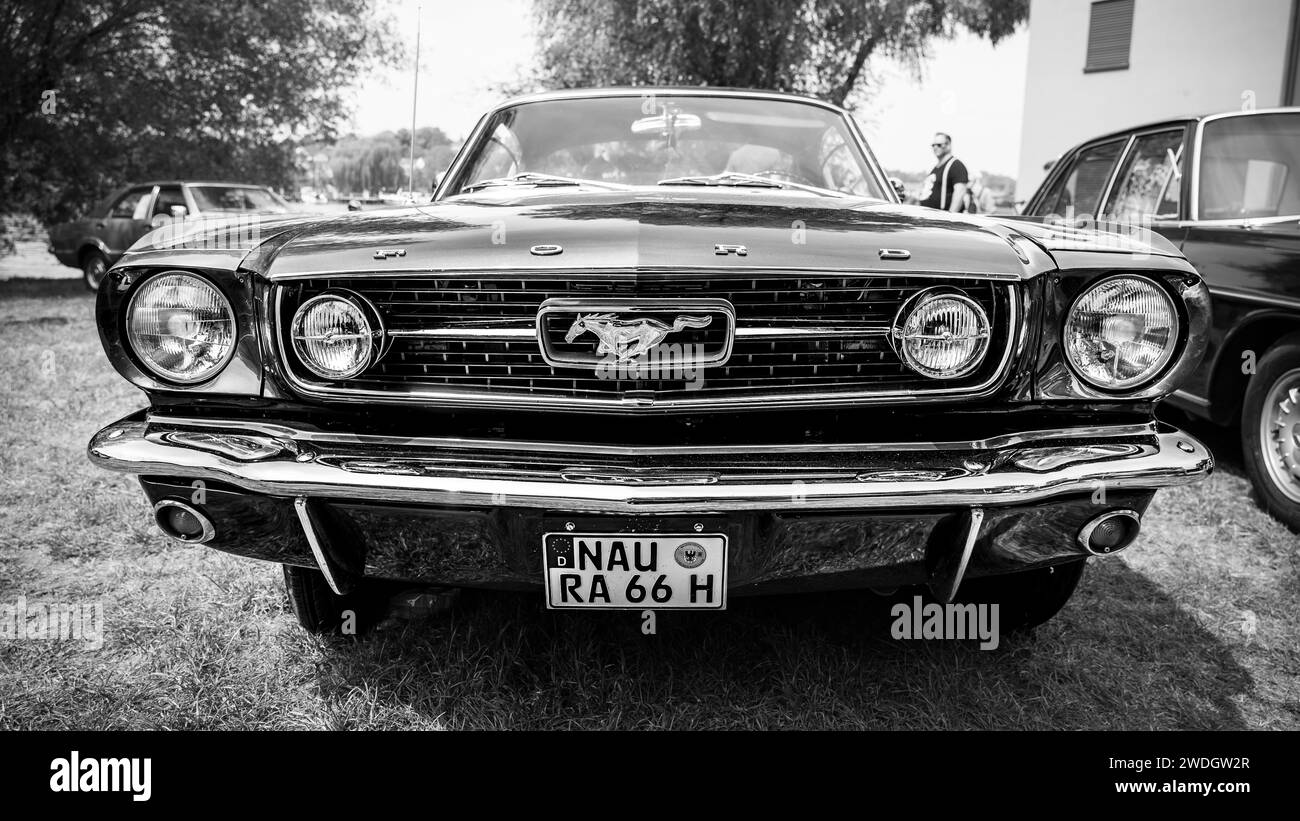 WERDER (HAVEL), GERMANY - MAY 20, 2023: The muscle car Ford Mustang ...