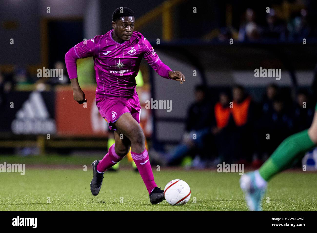 Barry, UK. 20th Jan, 2024. Richard Faakye of Swansea City in action ...