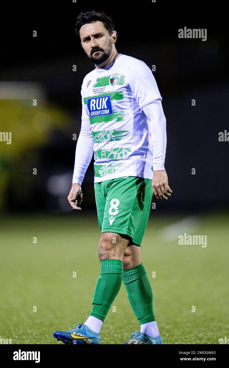 Barry, UK. 20th Jan, 2024. Ryan Brobbel of TNS in action. The New ...