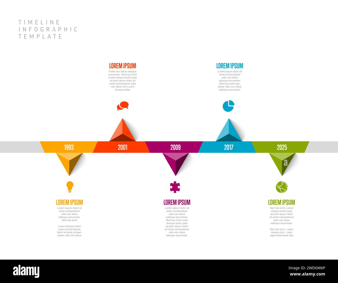 Simple light multipurpose infographic timeline template with triangle ...