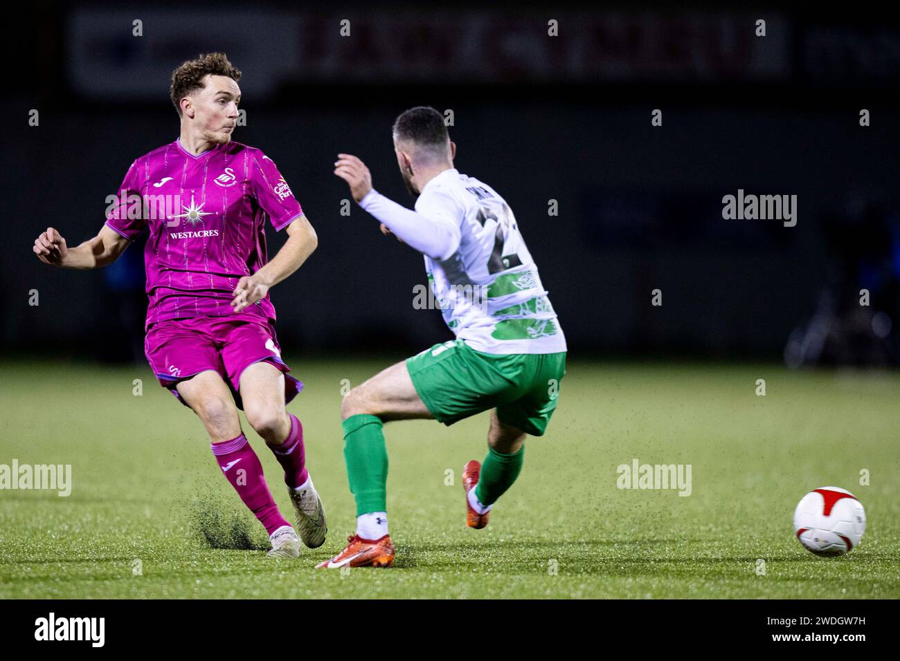 Barry, UK. 20th Jan, 2024. Mitchell Bates of Swansea City in action ...