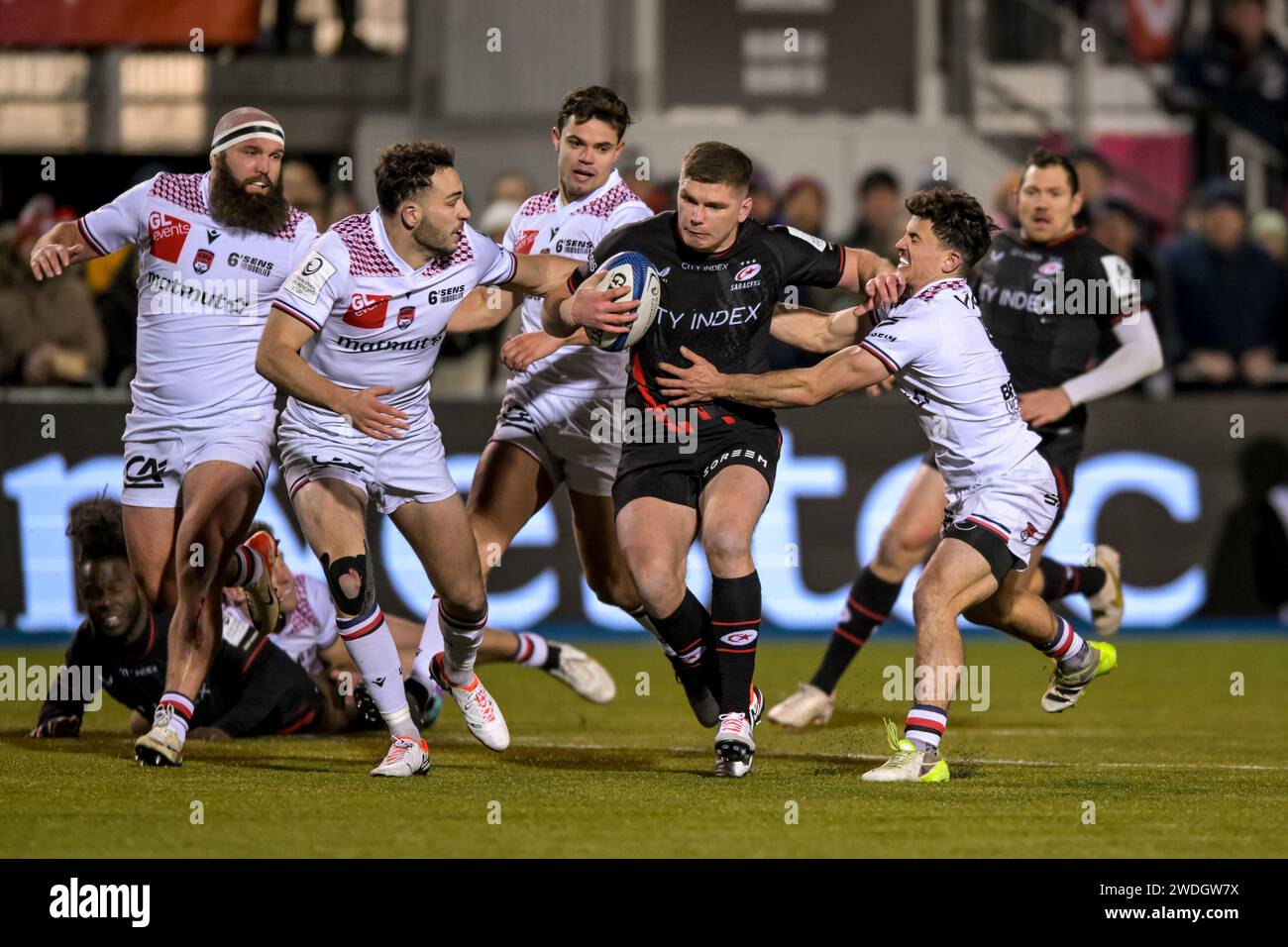 London, England on 20 January 2024. Owen Farrell of Saracens with the ...