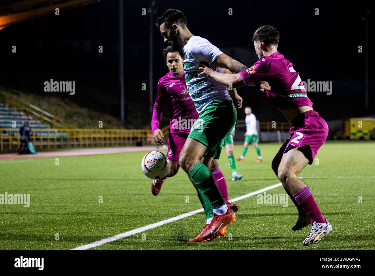 Barry, UK. 20th Jan, 2024. Jordan Williams of TNS in action against ...