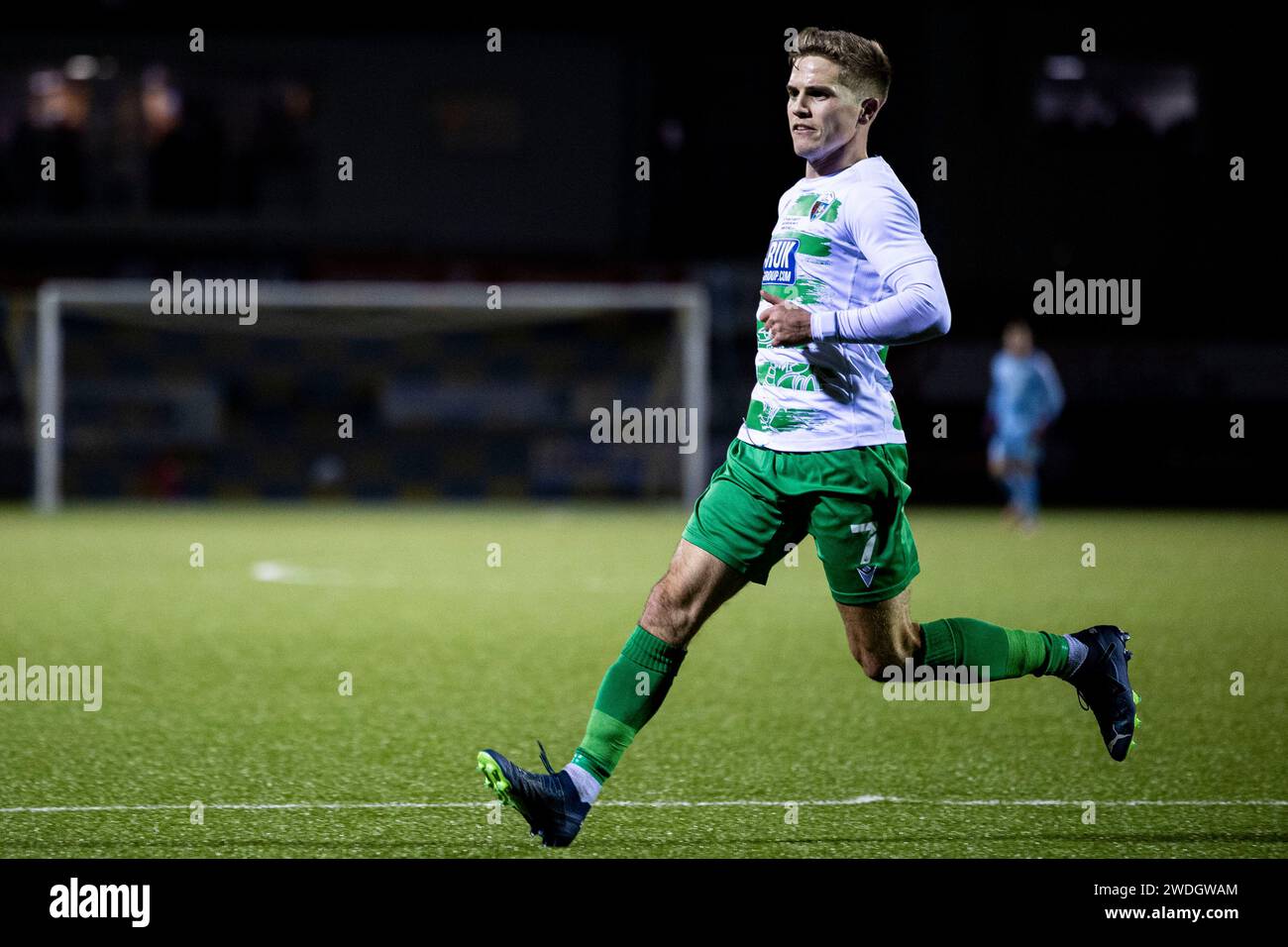 Barry, UK. 20th Jan, 2024. Josh Daniels of TNS in action. The New ...