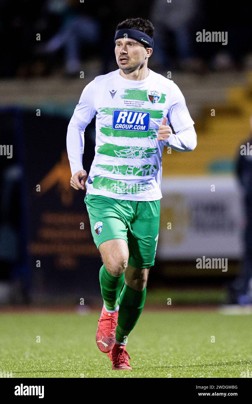 Barry, UK. 20th Jan, 2024. Adrian Cieślewicz of TNS in action. The New ...
