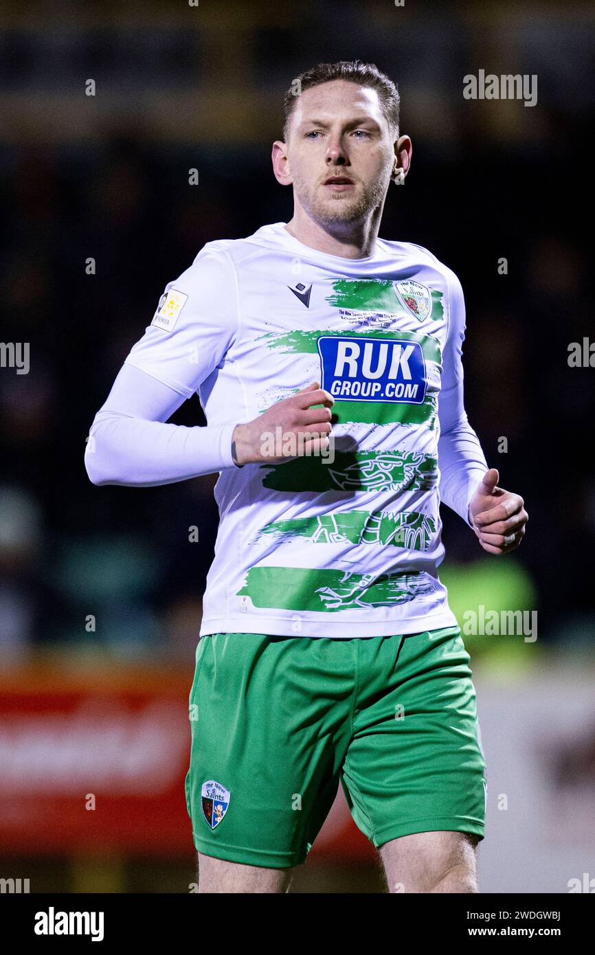 Barry, UK. 20th Jan, 2024. Declan McManus of TNS in action. The New ...