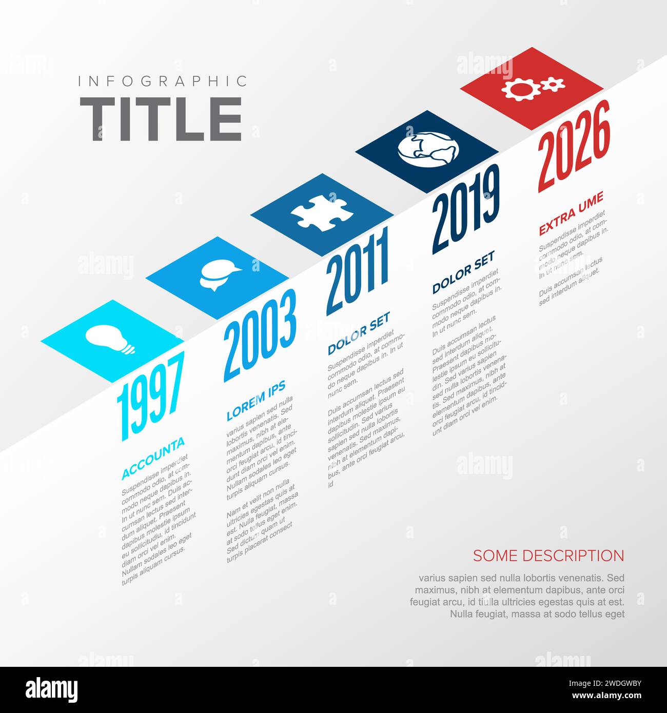 Vector Infographic time line template with icons and big years on the ...
