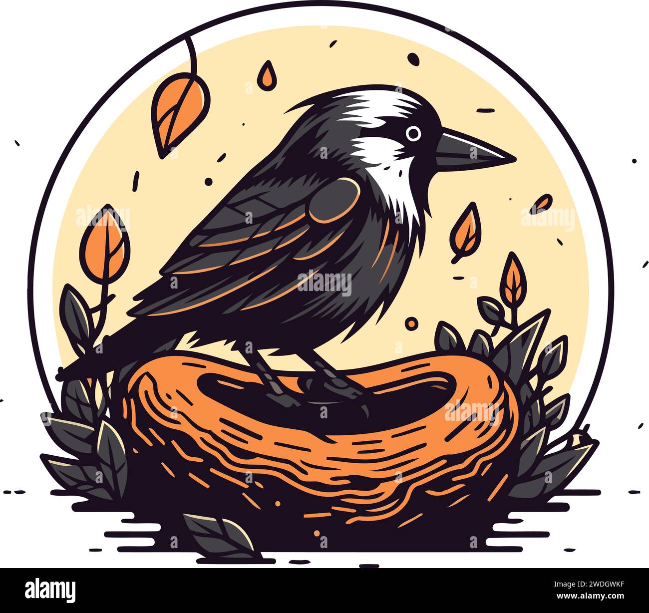Crow bird nest Stock Vector Images - Alamy