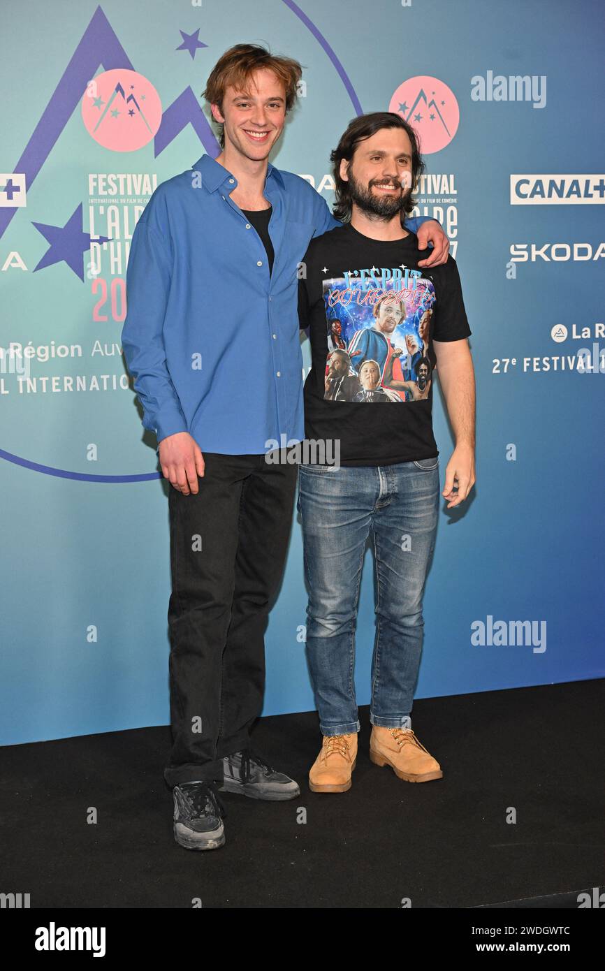 Alpe d Huez, France. 20 January, 2024. Benjamin Voisin, Jeremie Sein ...