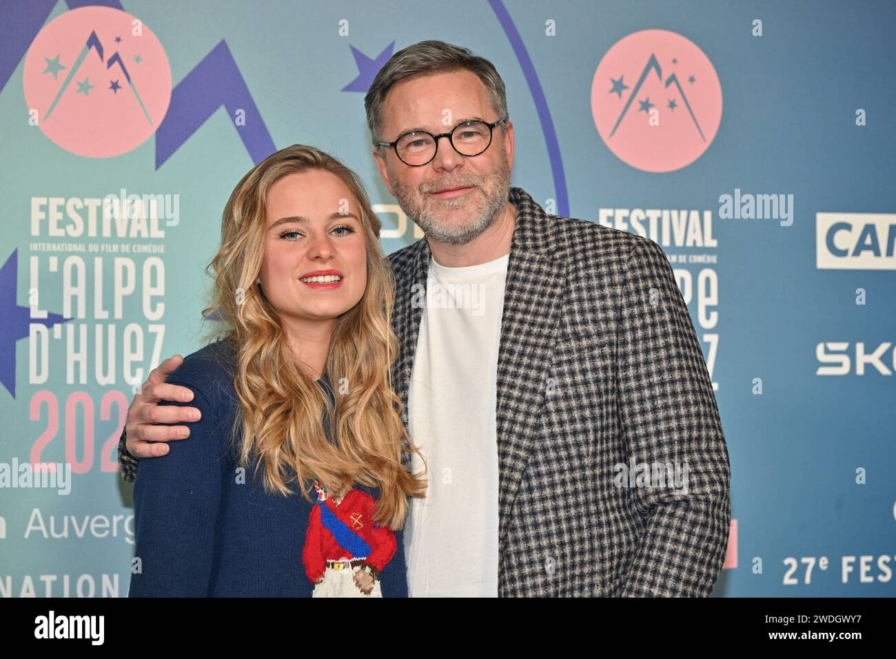 Alpe d Huez, France. 20 January, 2024. Guillaume de Tonquedec and his ...