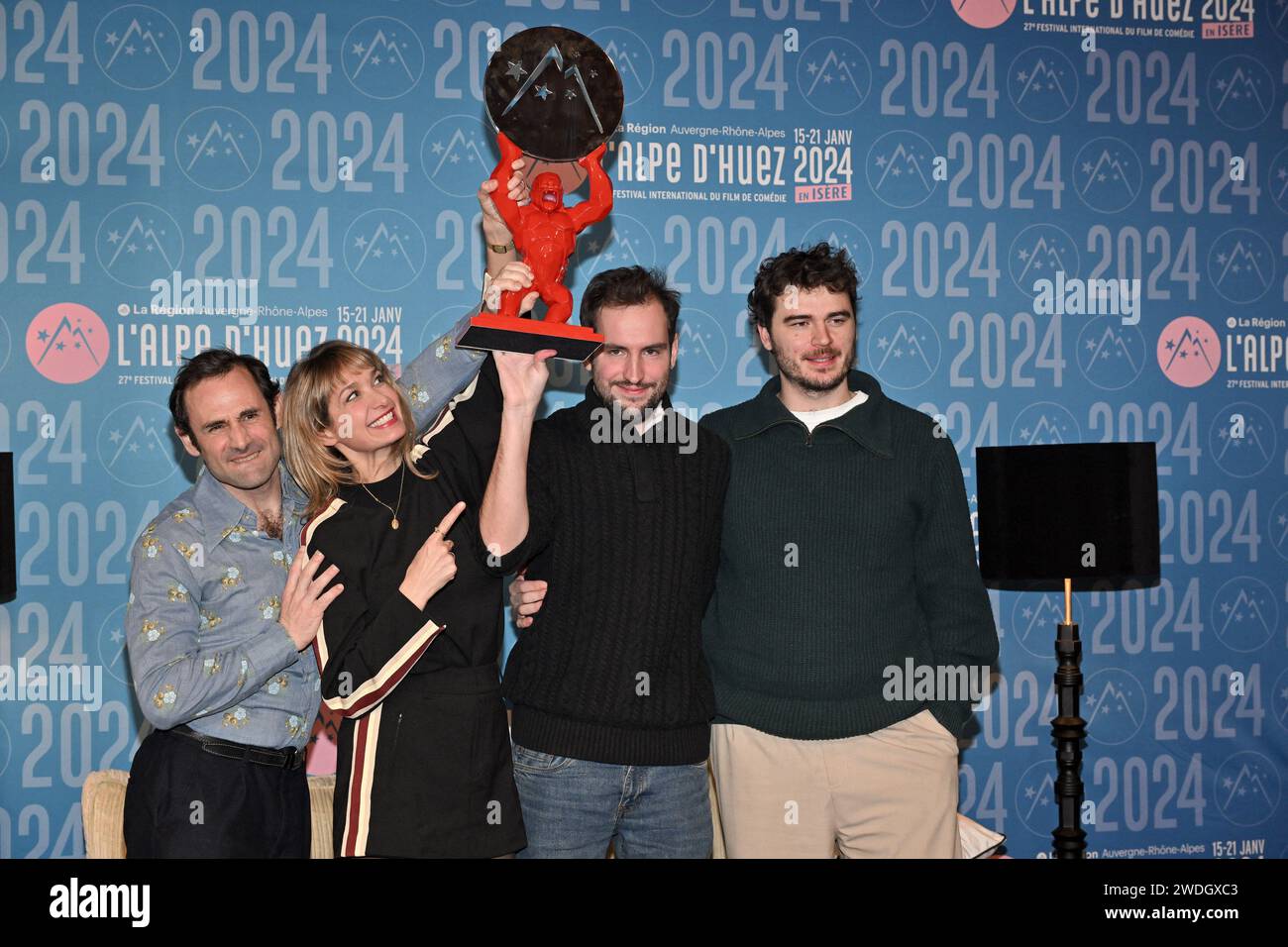 Alpe d Huez, France. 20 January, 2024. Caroline Anglade, Pierre Samuel ...
