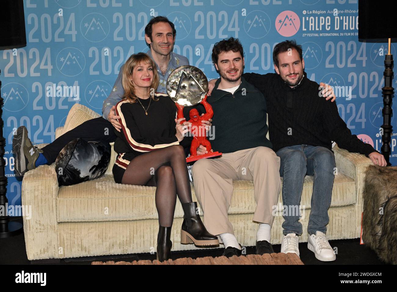 Alpe d Huez, France. 20 January, 2024. Caroline Anglade, Pierre Samuel ...