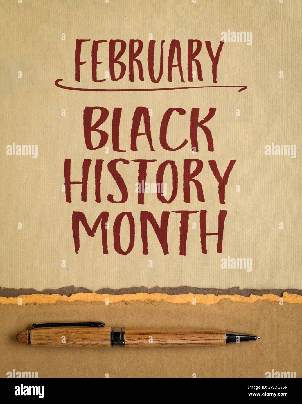February - Black History Month, note on art paper, annual observance ...