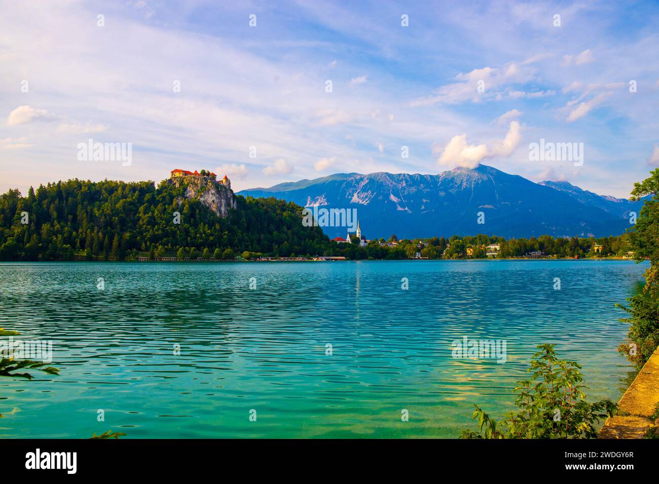 Aerial view majestic lake bled hi-res stock photography and images - Alamy