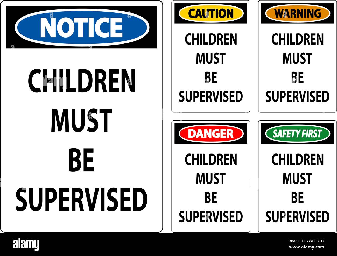 Pool Safety Sign Caution, Children Must be Supervised Stock Vector ...