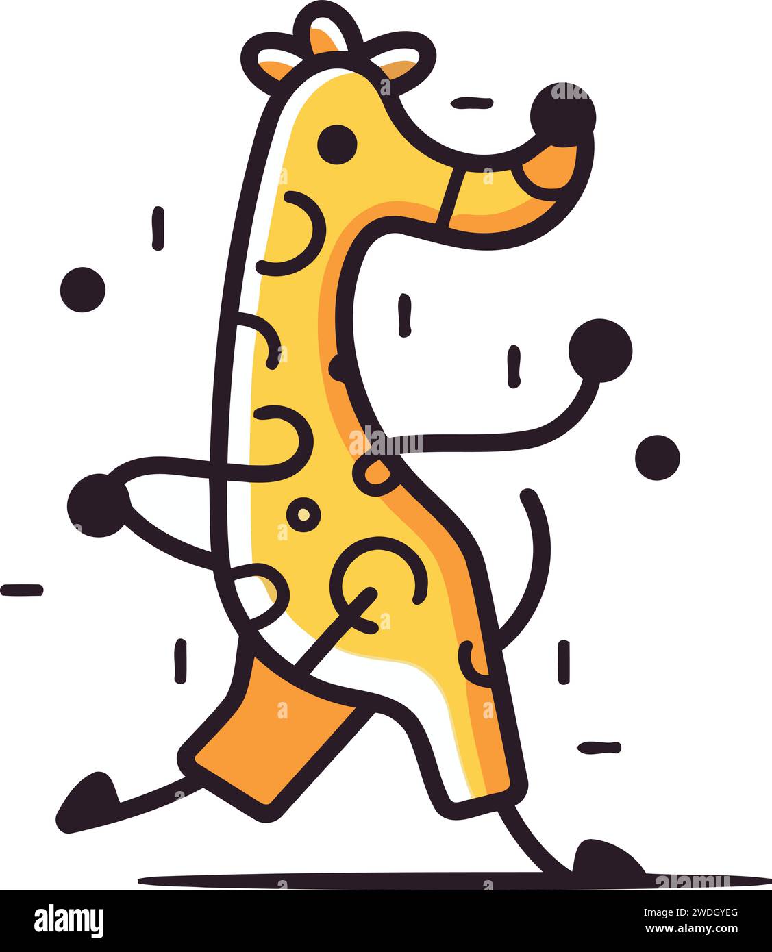 Cute cartoon giraffe running in a hurry. Vector illustration Stock ...