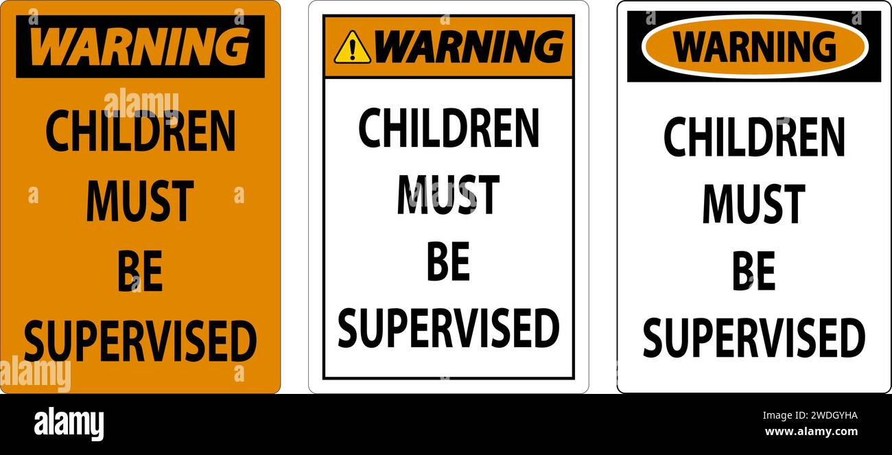 Pool Safety Sign Warning, Children Must be Supervised Stock Vector ...
