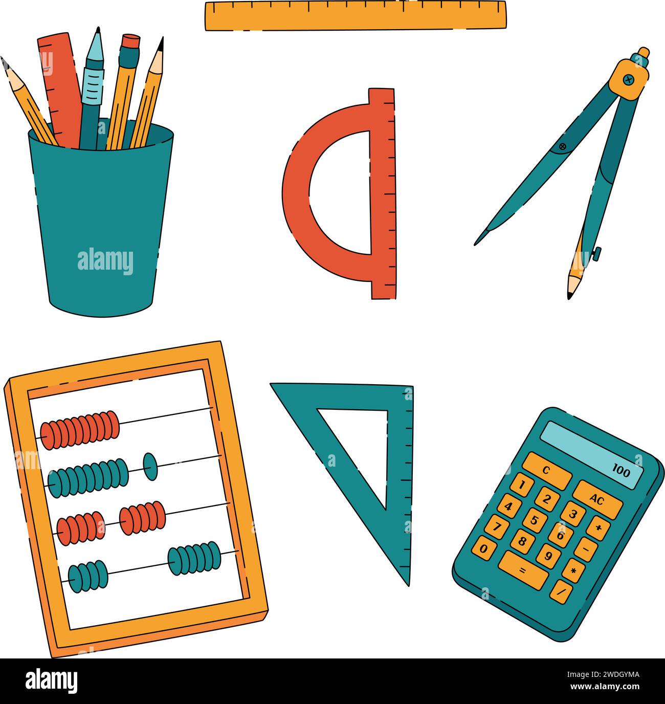 Math education, knowledge, school subjects of rulers calculator abacus ...