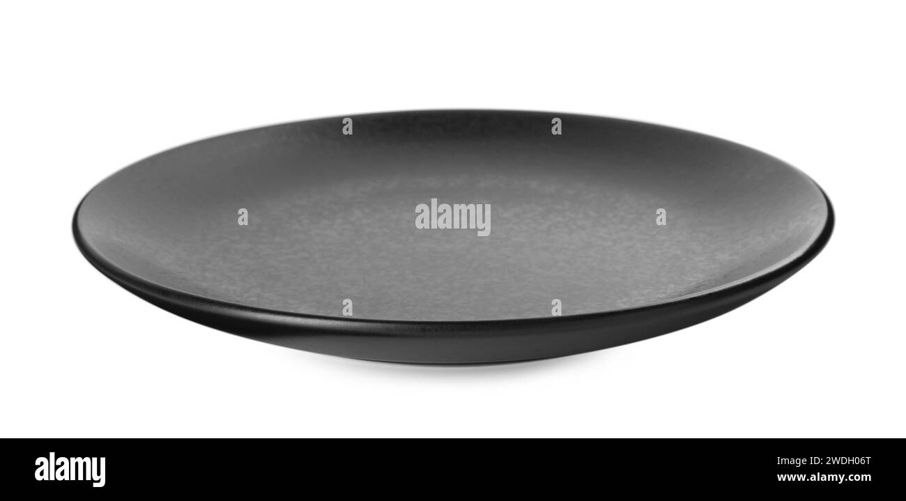 One beautiful black plate isolated on white Stock Photo - Alamy