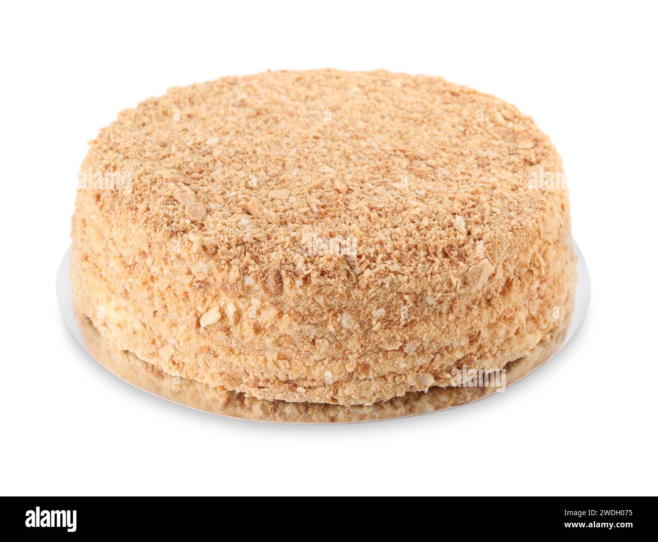 Delicious freshly baked Napoleon cake isolated on white Stock Photo - Alamy