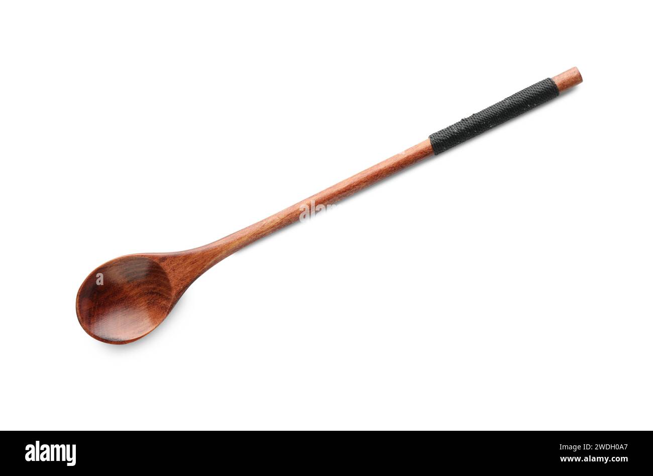 One empty wooden spoon isolated on white, top view Stock Photo - Alamy