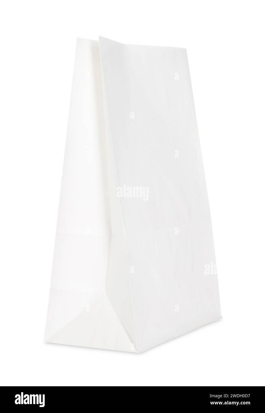 One open paper bag isolated on white Stock Photo - Alamy