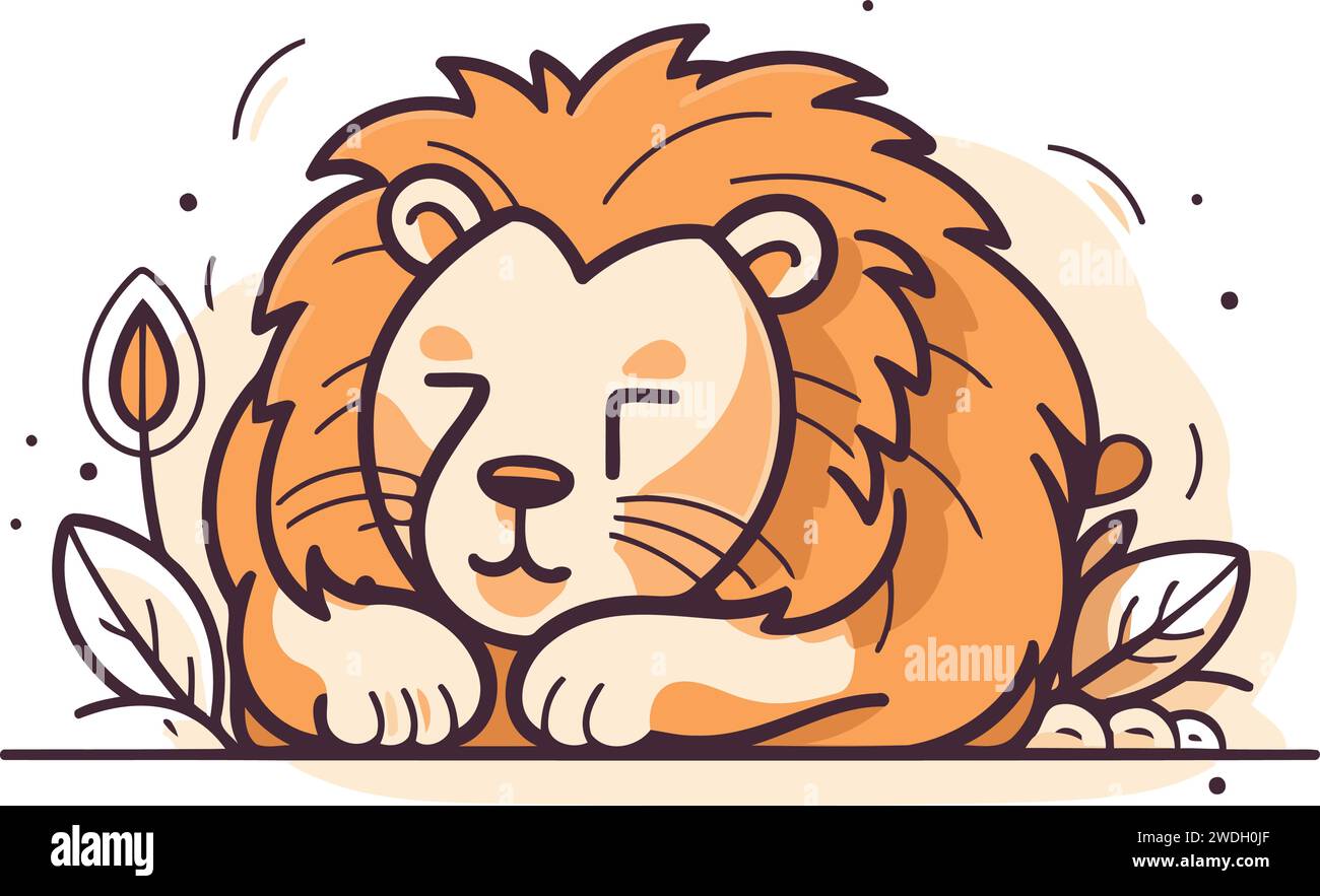 Sleeping lion drawing Cut Out Stock Images & Pictures - Alamy