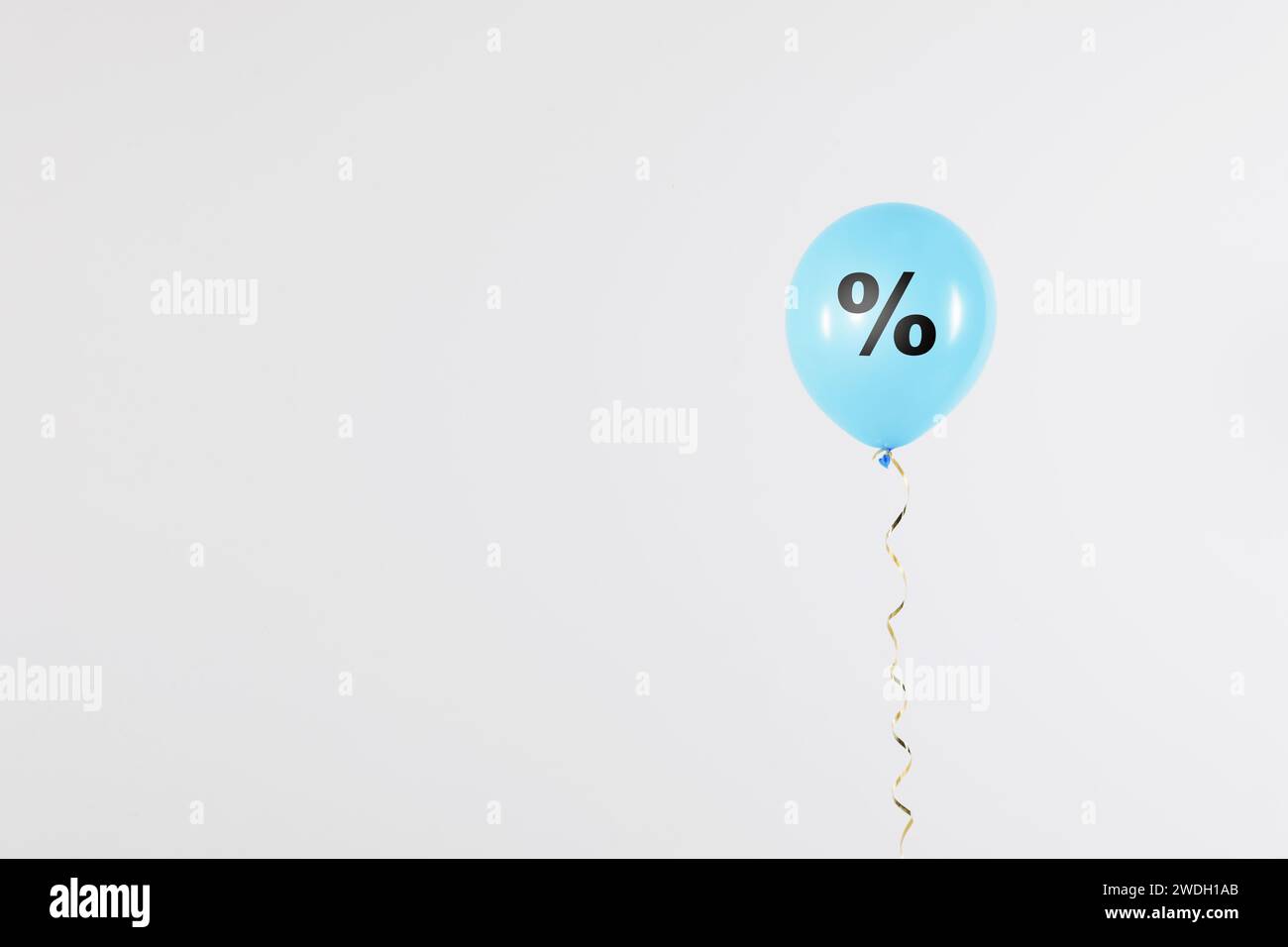 Discount offer. Light blue balloon with percent sign on white ...