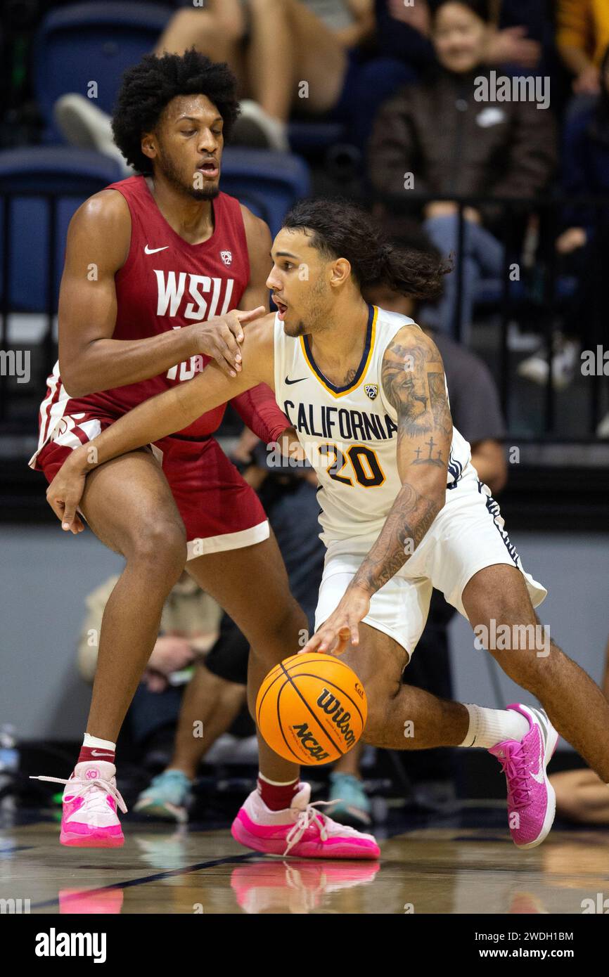 California guard Jaylon Tyson (20) drives around Washington State ...