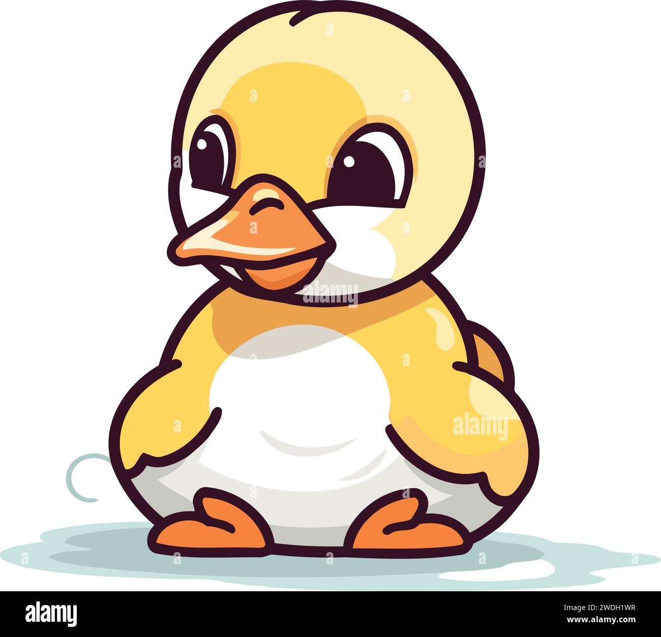 Cute little duckling on white background. Vector cartoon illustration ...