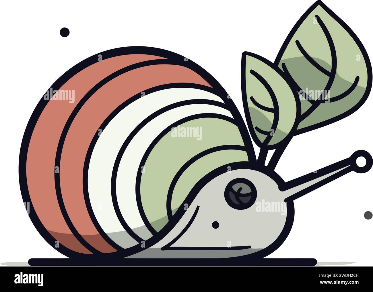 Cartoon snail with leaves. Vector illustration on white background ...