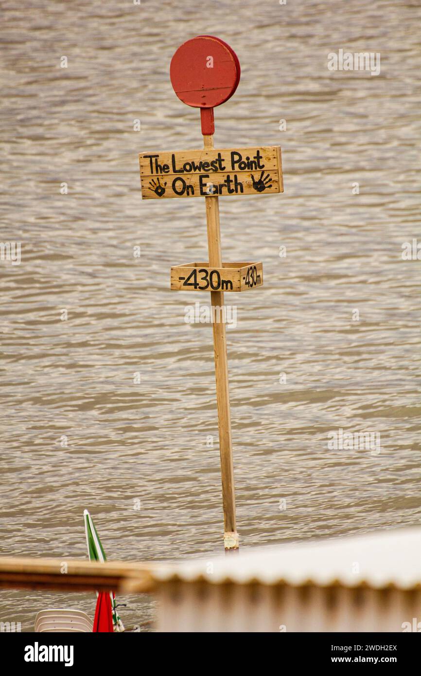 Depth of Wonders: Signage for 'The Lowest Place on Earth -430m' by the ...