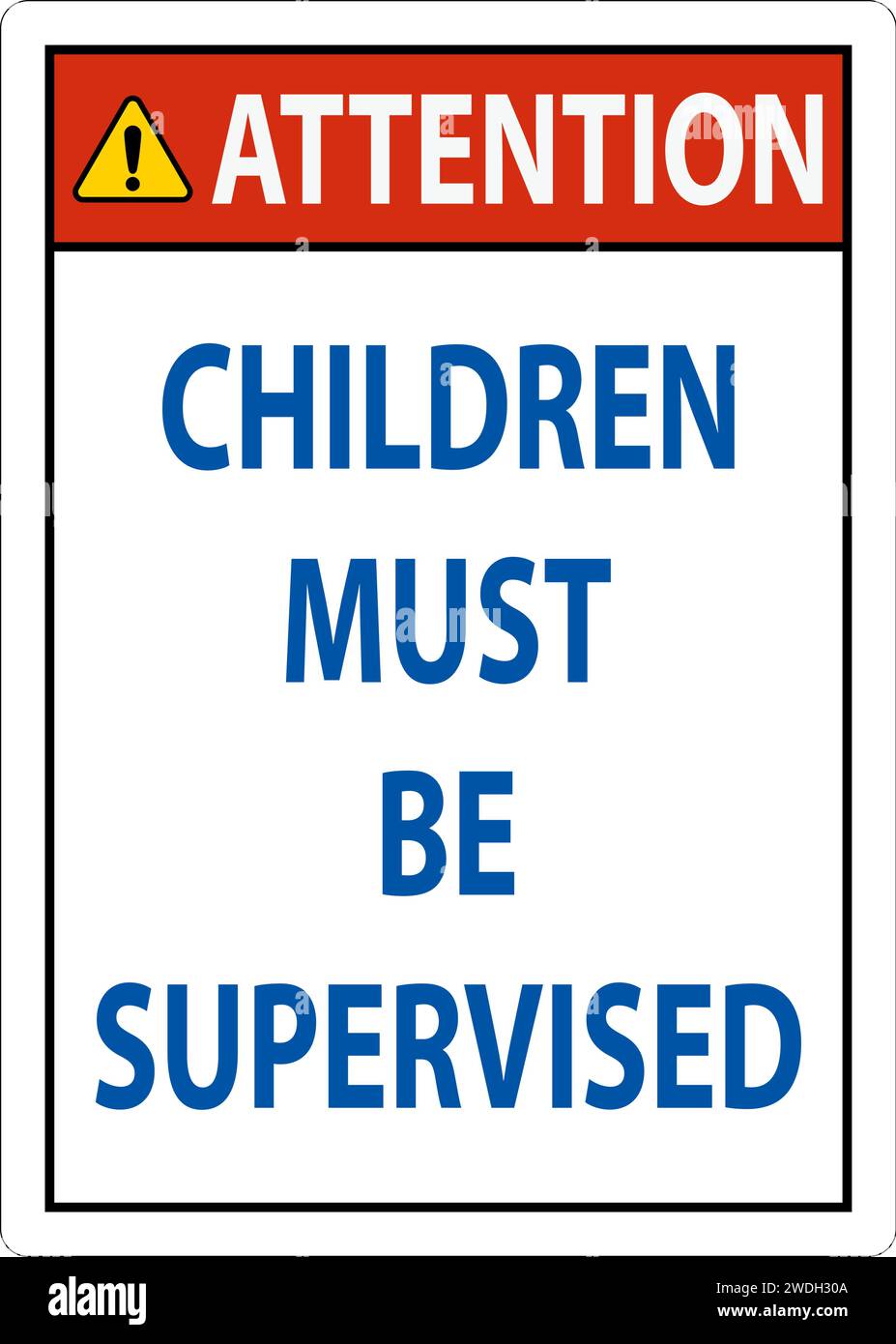 Pool Safety Sign Attention, Children Must be Supervised Stock Vector ...