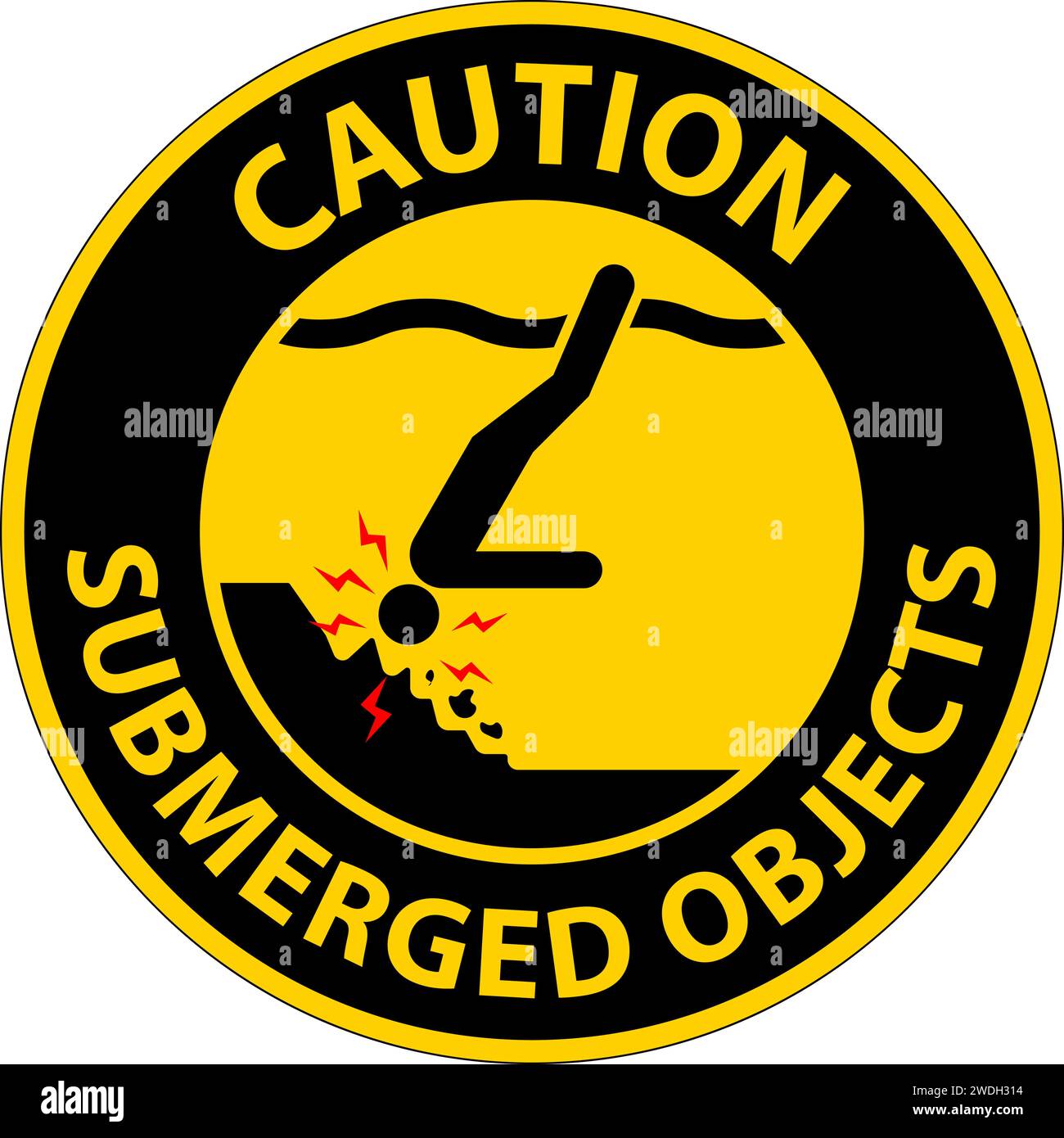 Water Safety Sign Caution - Submerged Objects Stock Vector Image & Art ...
