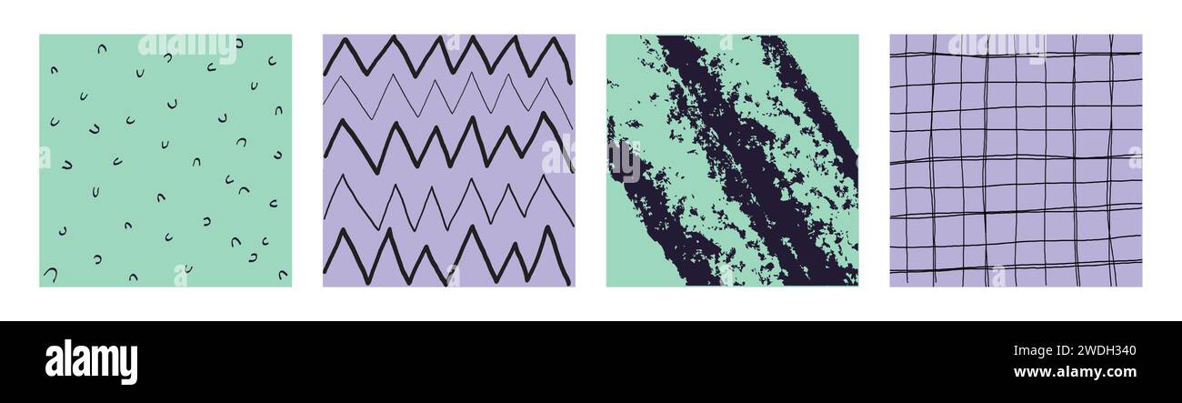 Simple Geometric Hand Drawn Irregular Patterns.Cute Colored Doodle ...