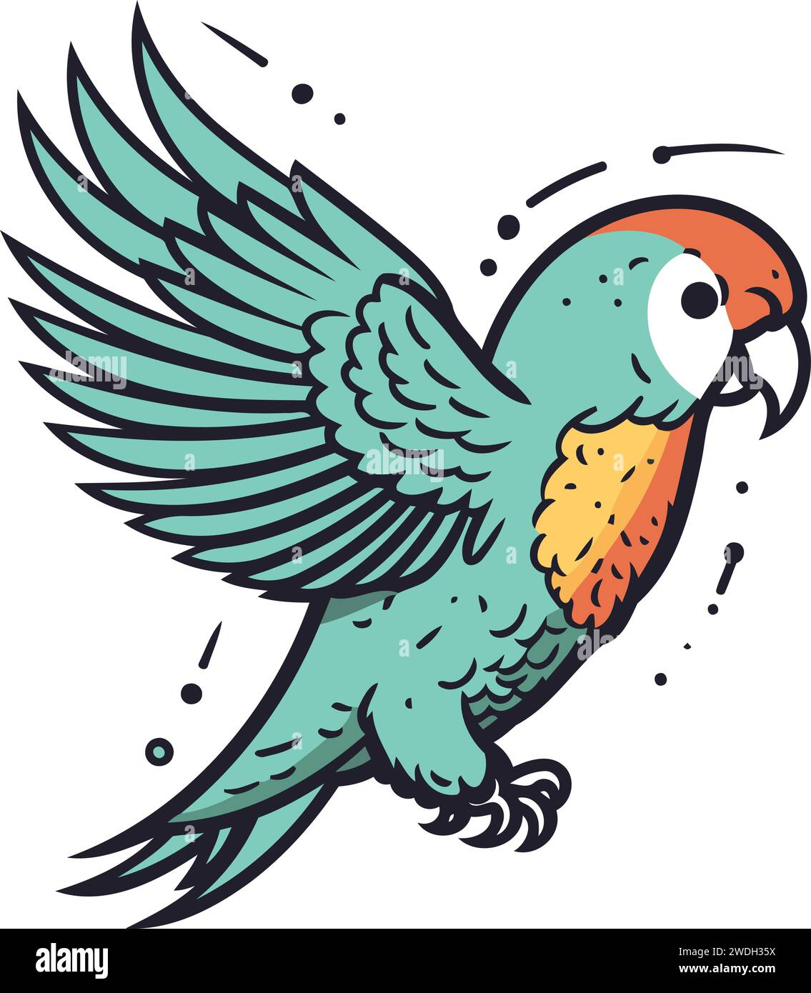 Parrot. Hand drawn vector illustration. Isolated on white background ...