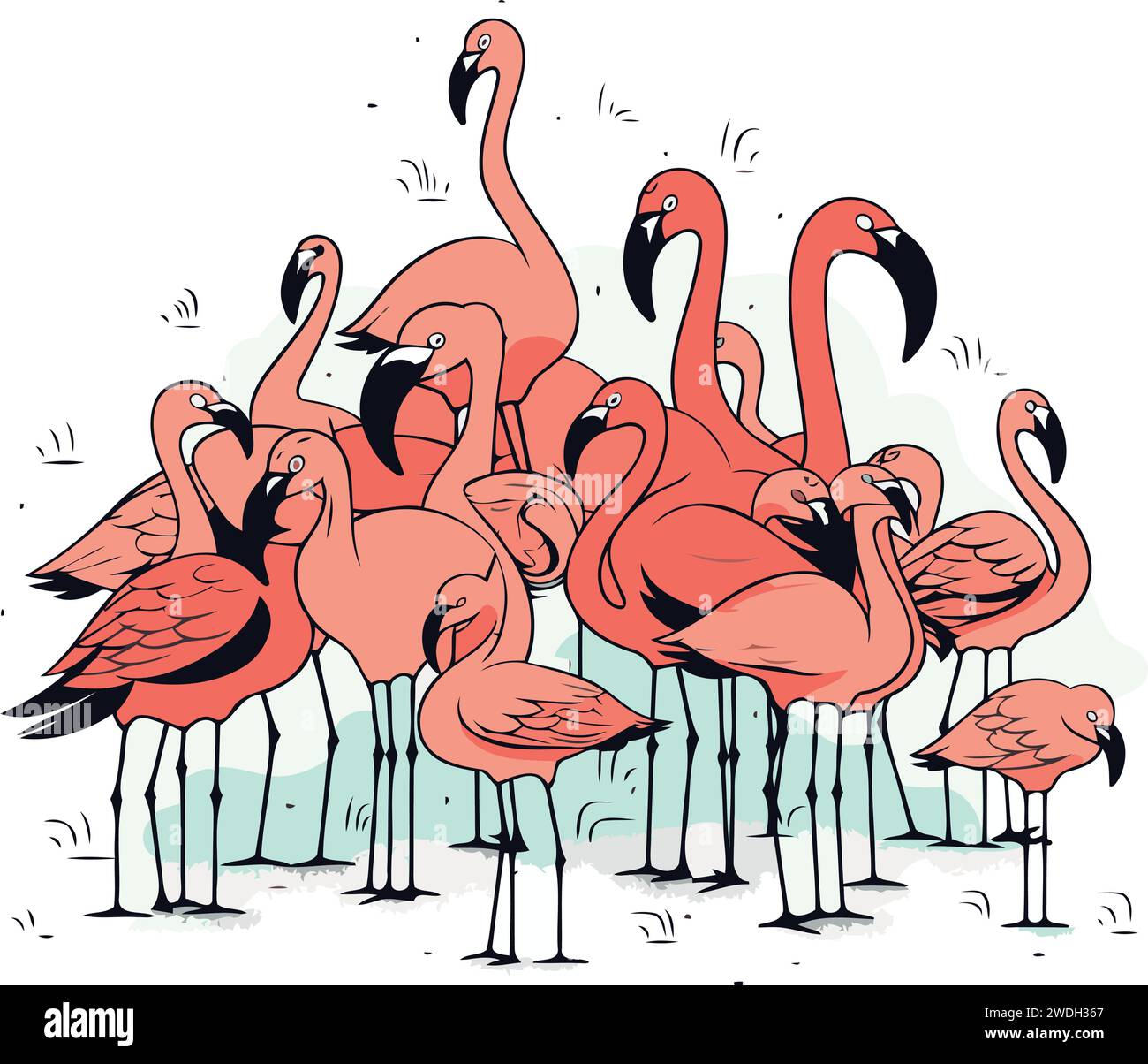 Pink flamingo group Stock Vector Images - Alamy