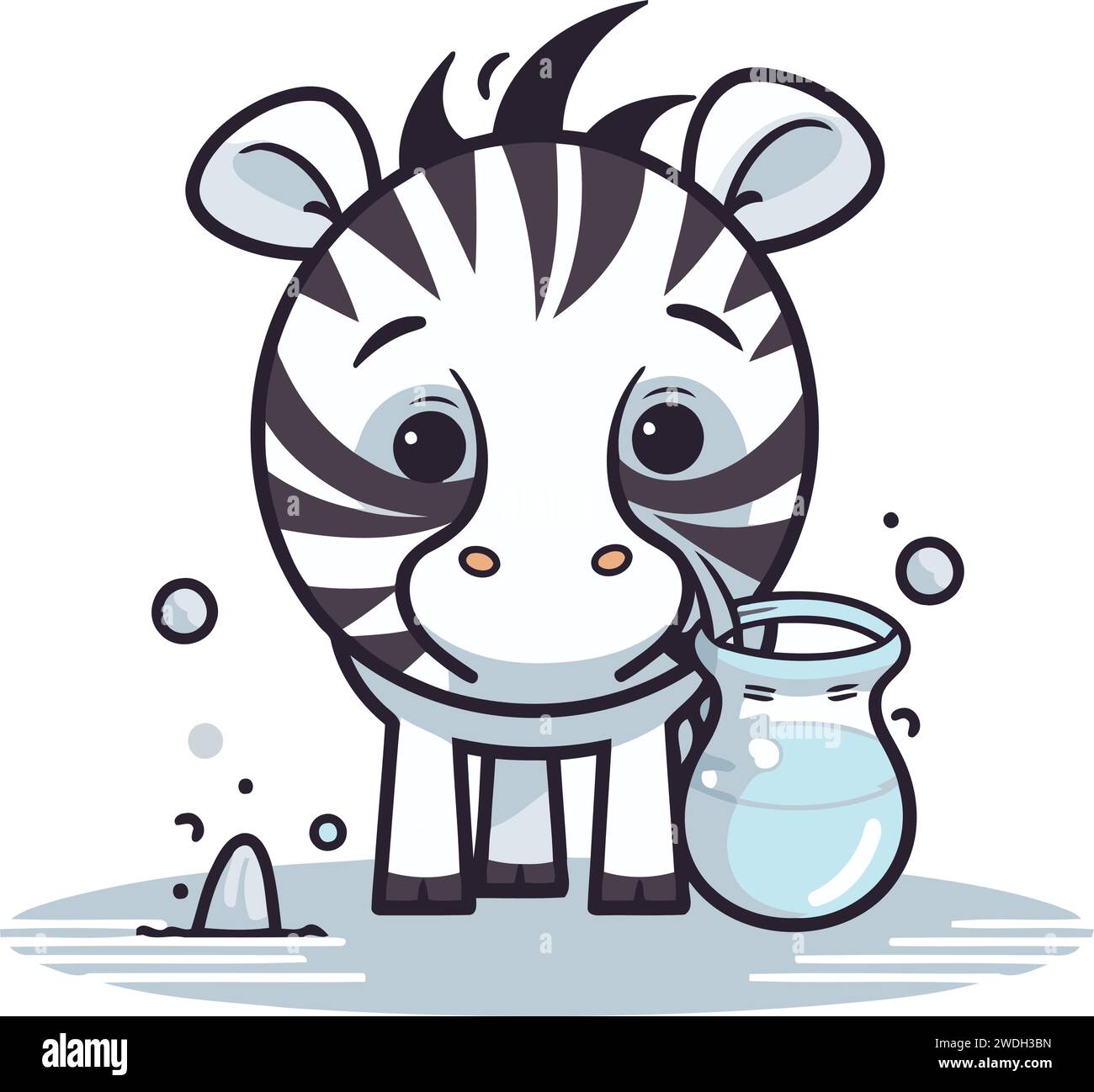 Cute zebra drinking milk. Vector illustration in cartoon style Stock ...
