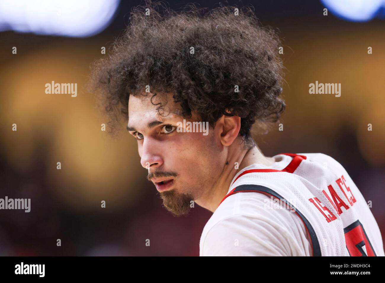 Texas Tech's guard Pop Isaacs looks at a referee during the second half ...