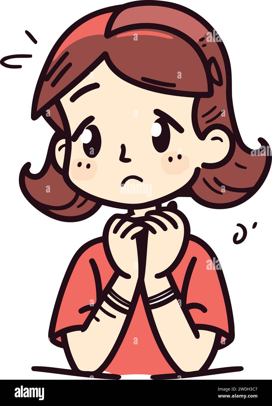 Cartoon worried girl Cut Out Stock Images & Pictures - Alamy