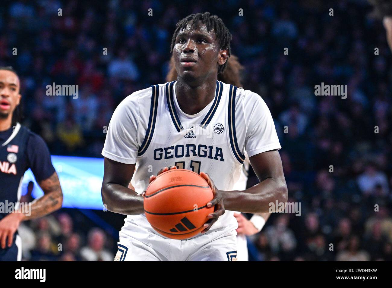 ATLANTA, GA – JANUARY 20: Georgia Tech forward Baye Ndongo (11) shoots ...