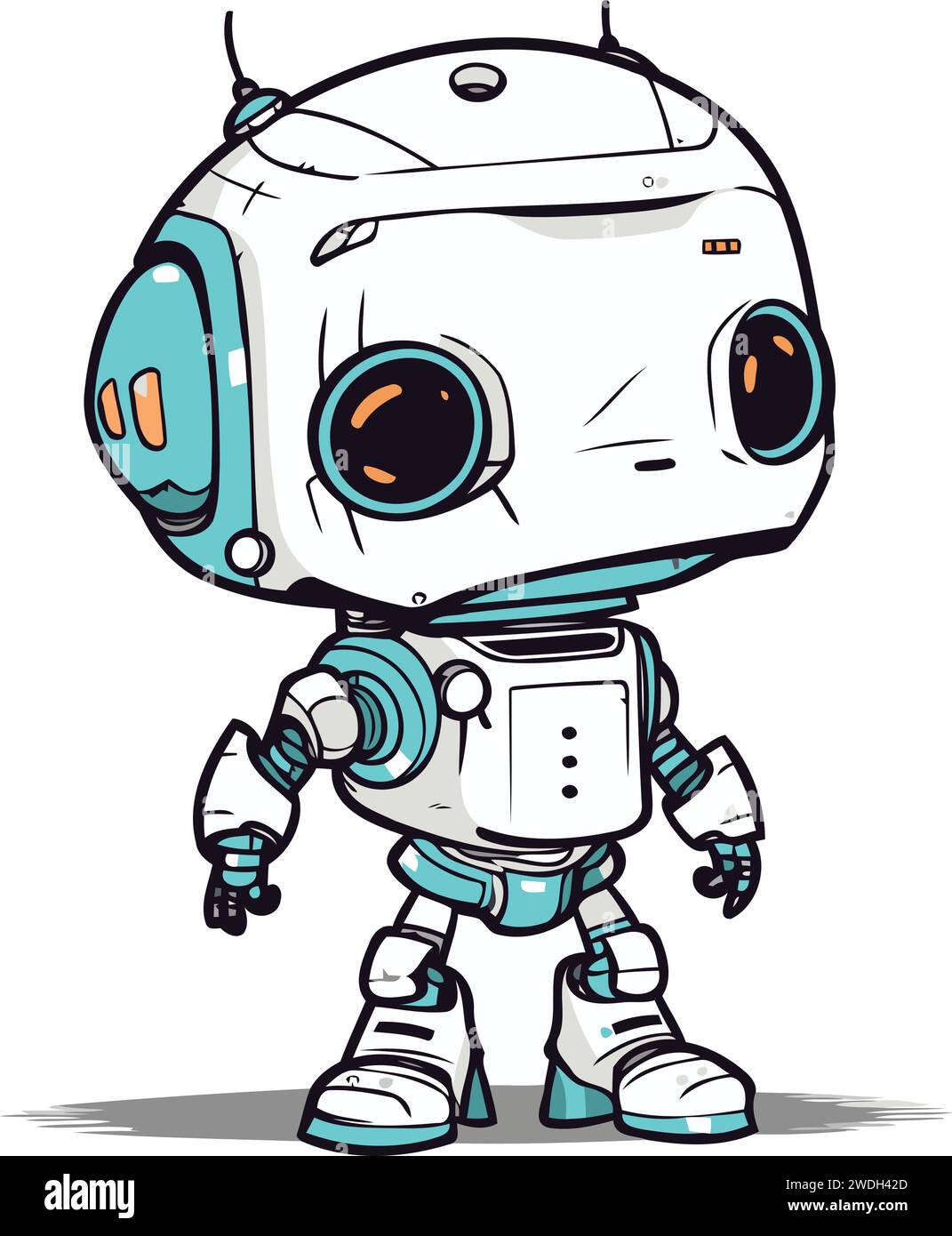 Cartoon robot isolated on a white background. Vector illustration. Eps ...