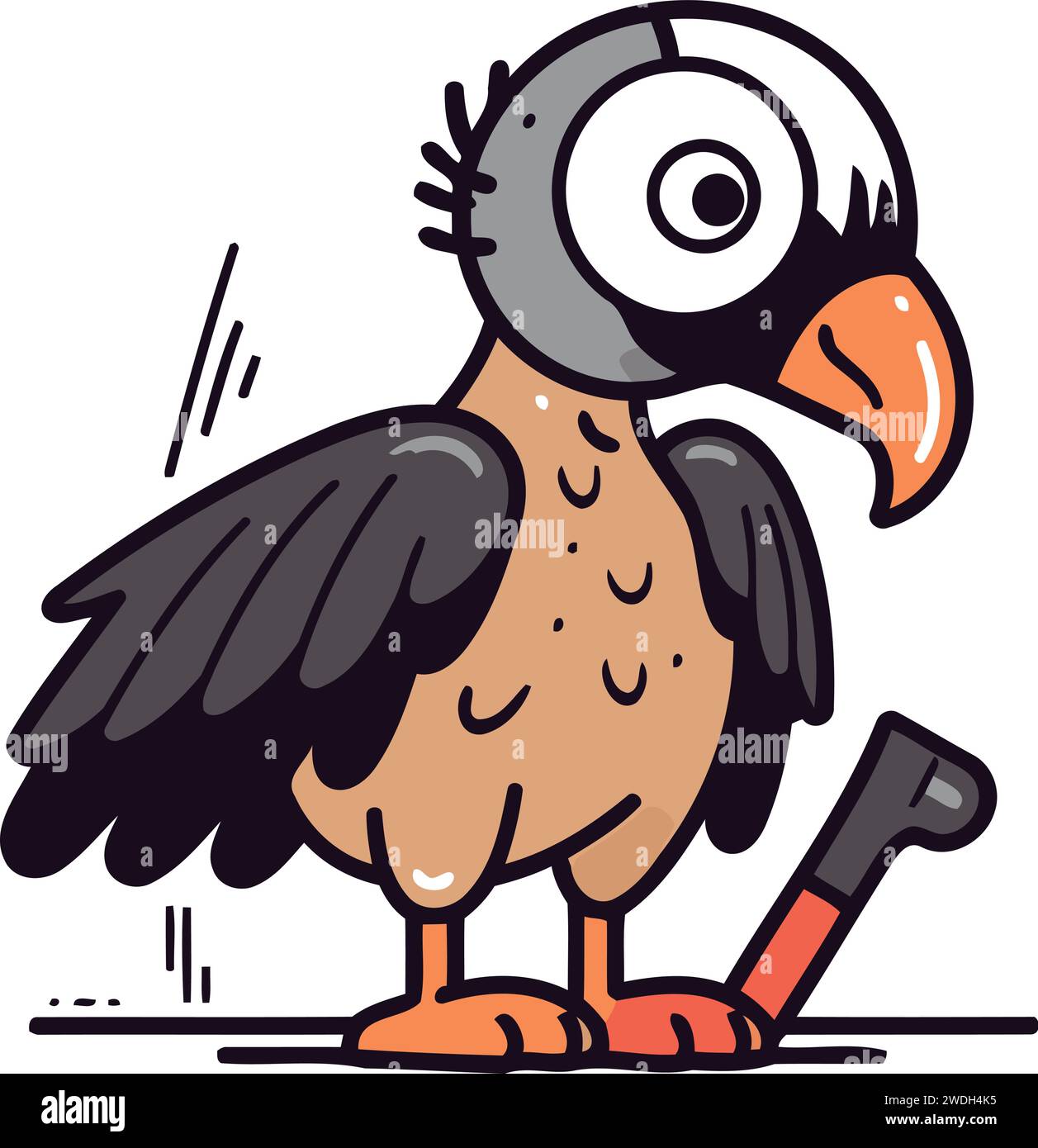 Griffon vulture with hammer. Vector illustration in cartoon style Stock ...