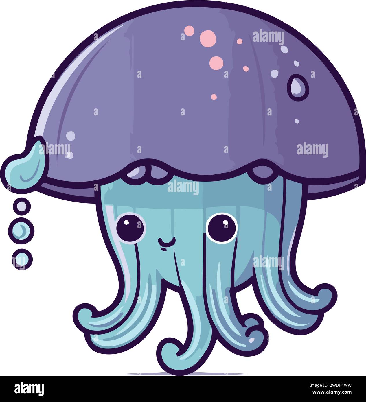 Cartoon jellyfish. Vector illustration of a cute jellyfish Stock Vector ...