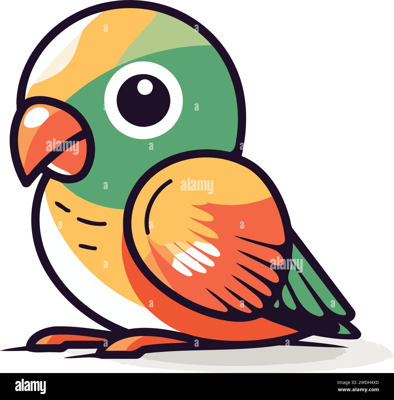 Cartoon parrot on white background. Vector illustration in flat style ...