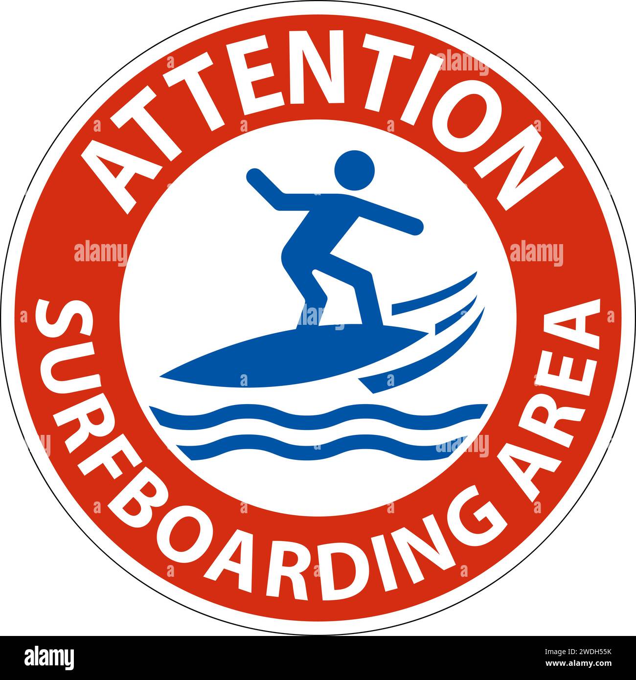 Water Safety Sign Attention - Surfboarding Area Stock Vector Image ...