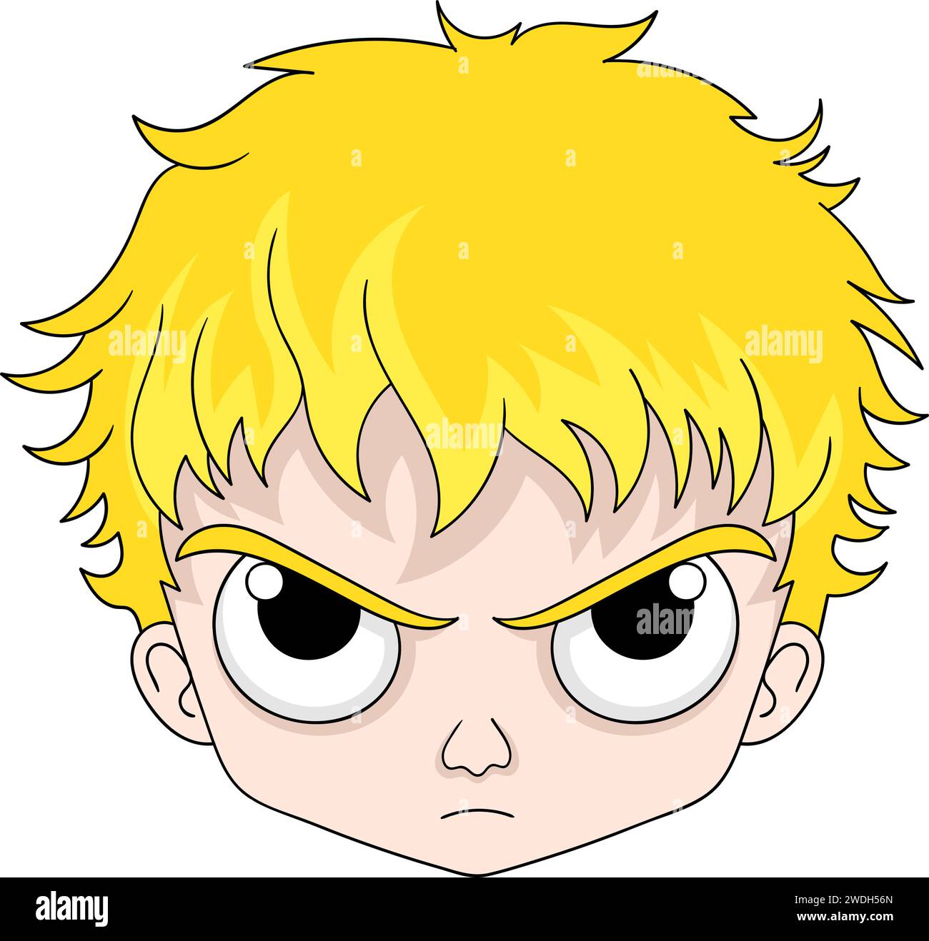 cartoon logo of a fierce faced boy with blonde hair. creative image ...