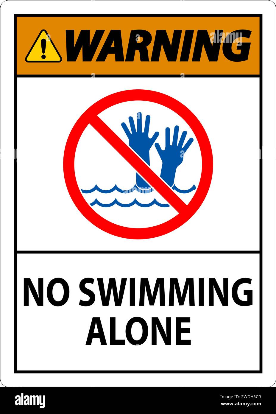 Pool Safety Sign Warning, No Swimming Alone Stock Vector Image & Art ...