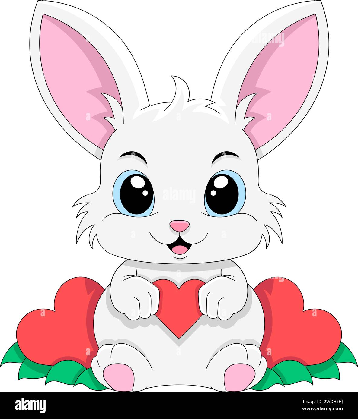 cartoon rabbit logo holding love commemorative valentines day. creative ...